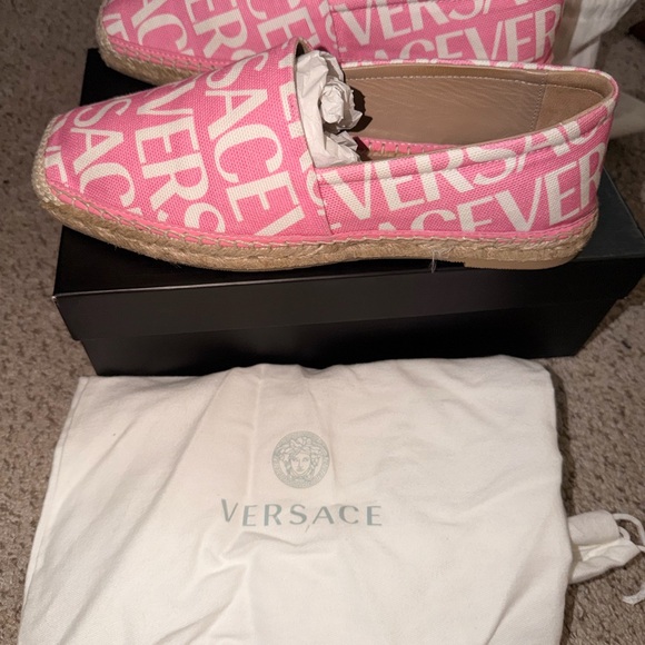 Versace | Shoes | Versace Pink Logo Espadrilles | Poshmark